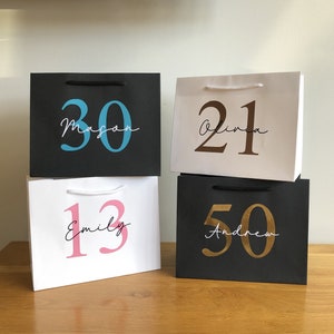 Personalised Birthday Gift Bag, Any Age and Name Gift Bag, Various ...