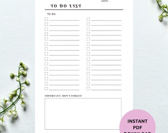 Minimal to Do List Printable, Simple Task List Template, Productivity ...