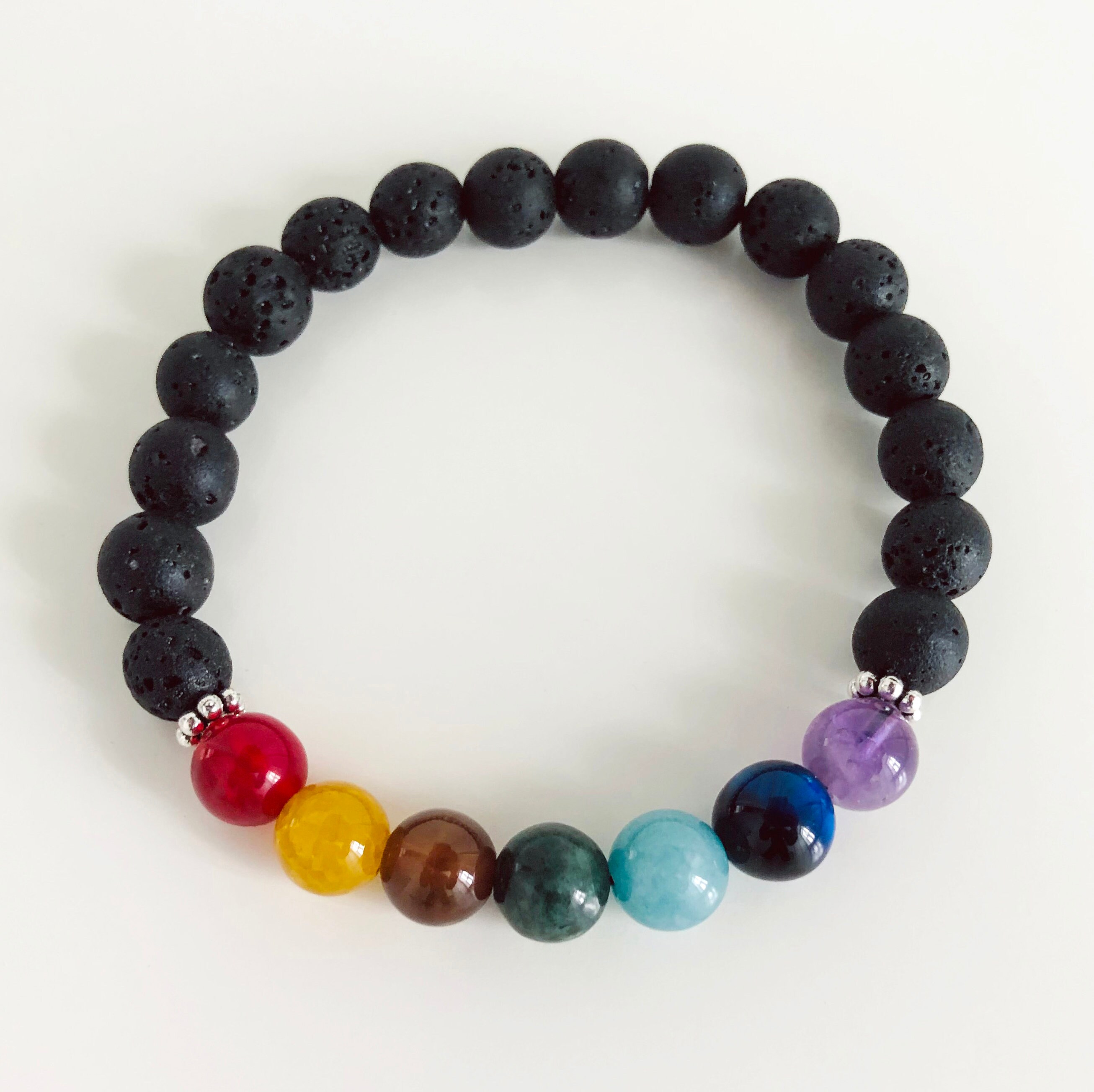 7 CHAKRA BRACELET Essential Oil Diffuser and Lava Volcanic Stone Beads ...