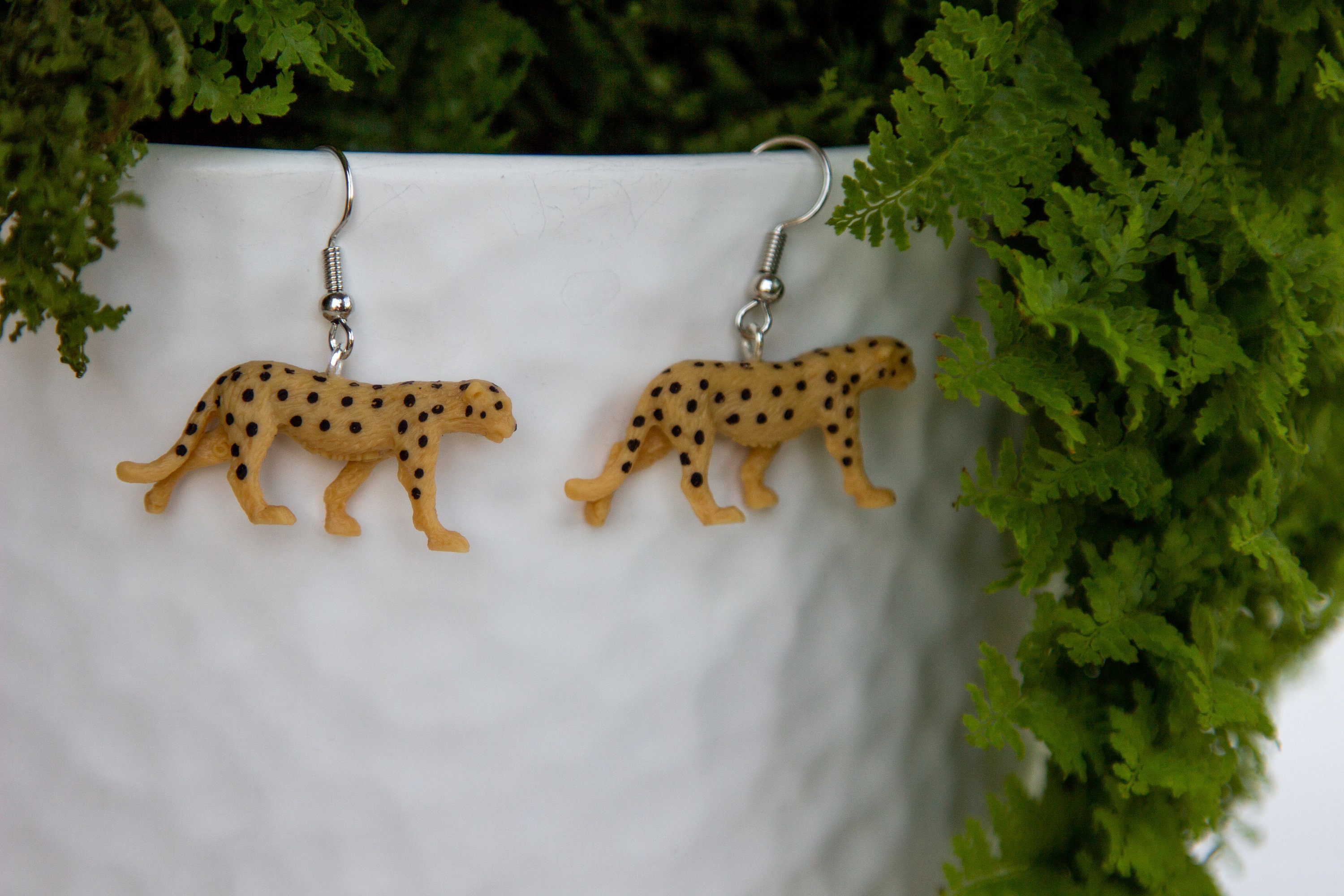 Cheetah Earrings Hypoallergenic Novelty Earrings Gift | Etsy