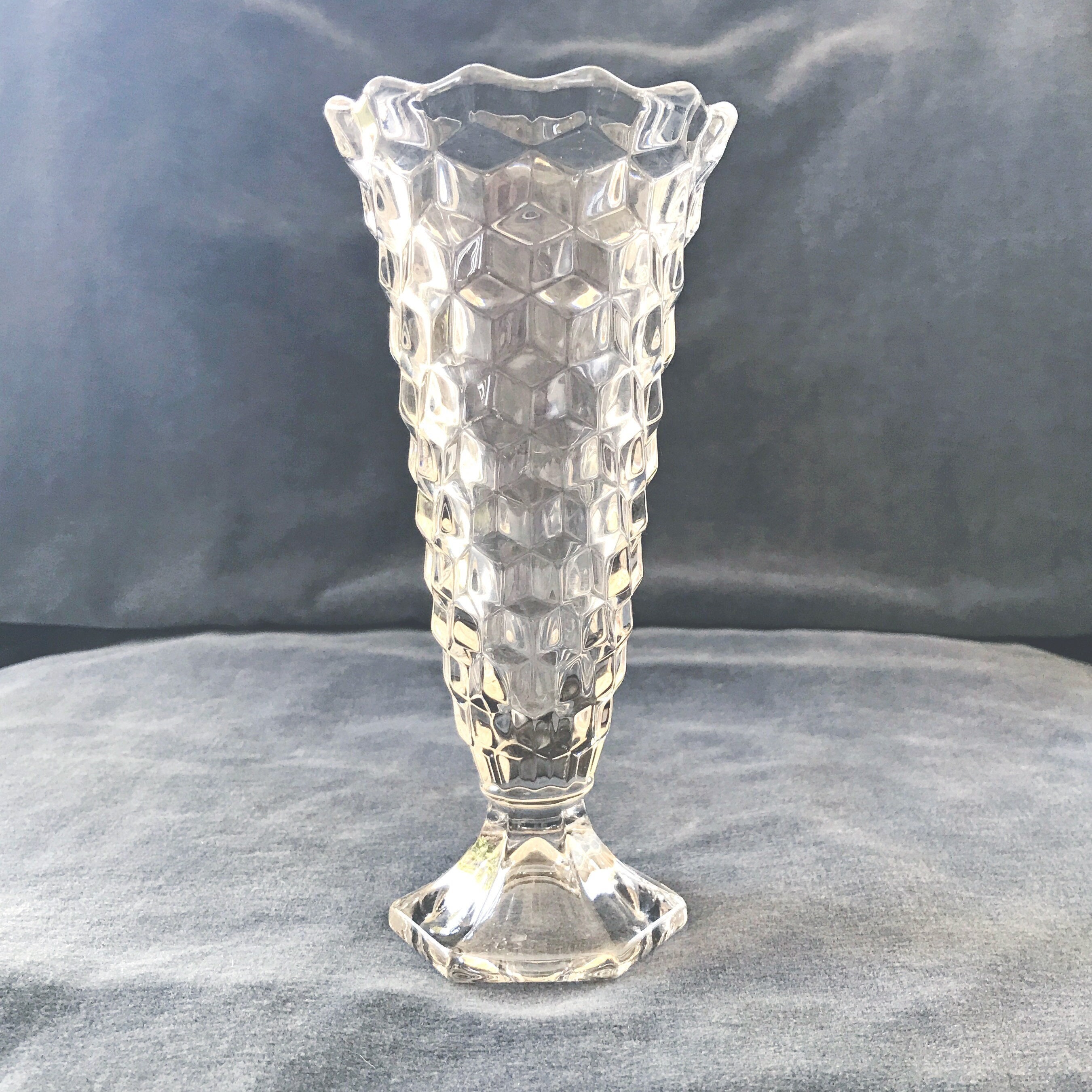 Fostoria American Small Bud Vase W/ Block Geometric Pattern - Etsy
