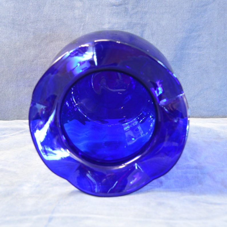 Cobalt Blue Depression Glass, Fish Bowl Flower Vase With Petal Rim - Etsy