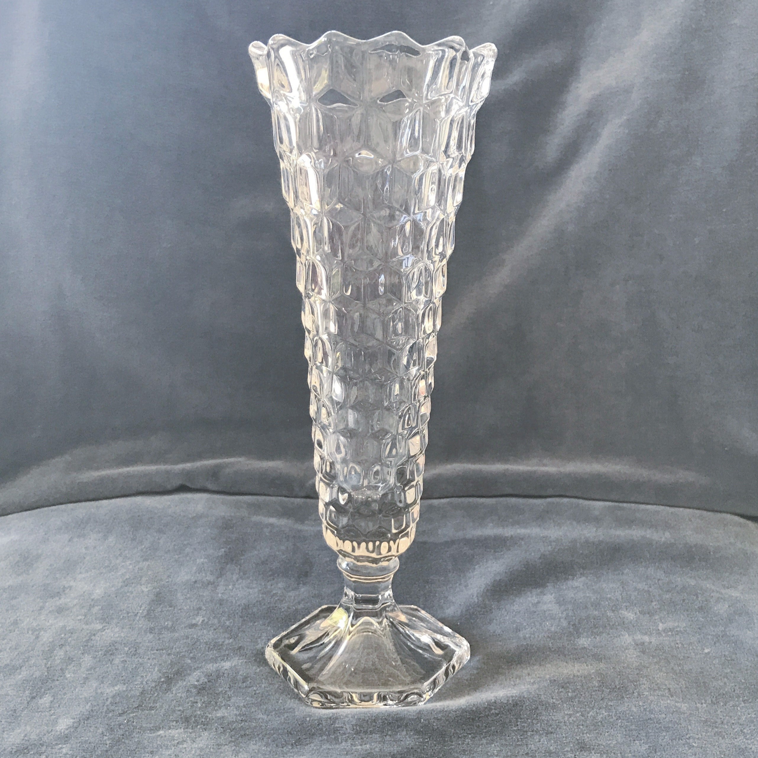 Fostoria American – Flared Vase W/ Block Geometric Pattern - Etsy