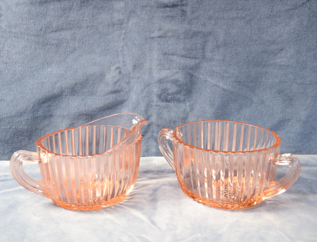 Anchor Hocking Glass Co. – Pink Depression Glass Sugar & Creamer Set W ...