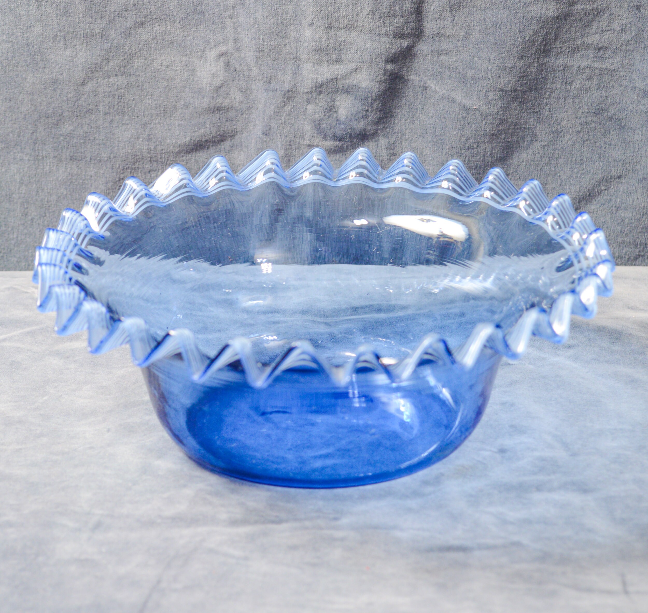Victorian Hand-blown Light Blue Glass Bowl w/ Ruffled Rim | Etsy