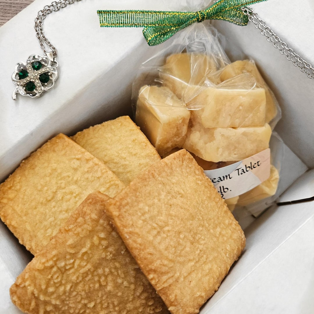 Irelan Box - Irish Shortbread, Tablet and Clover Necklace Gift Set ...