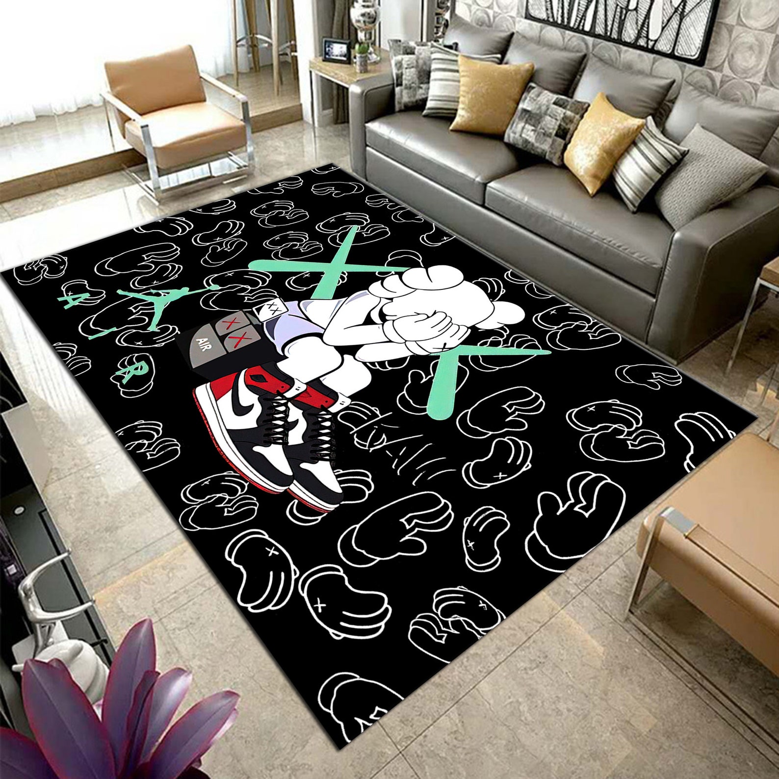 Kaws Air Jordan Rug Alfombra inspirada en el diseñador de | Etsy