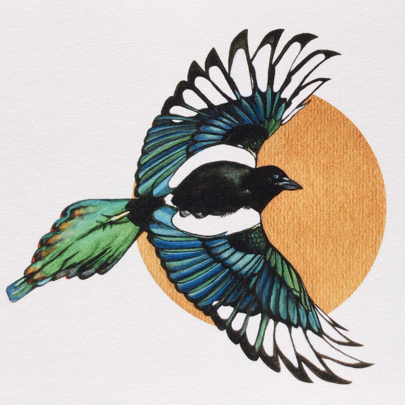 Magpie A5 Watercolour Print - Etsy