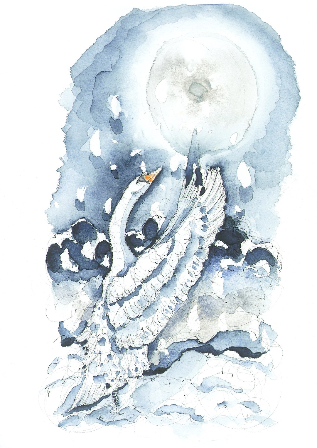 Christmas Swan & Christmas Star Card| Snowy Scene| Christmas Card| FSC ...