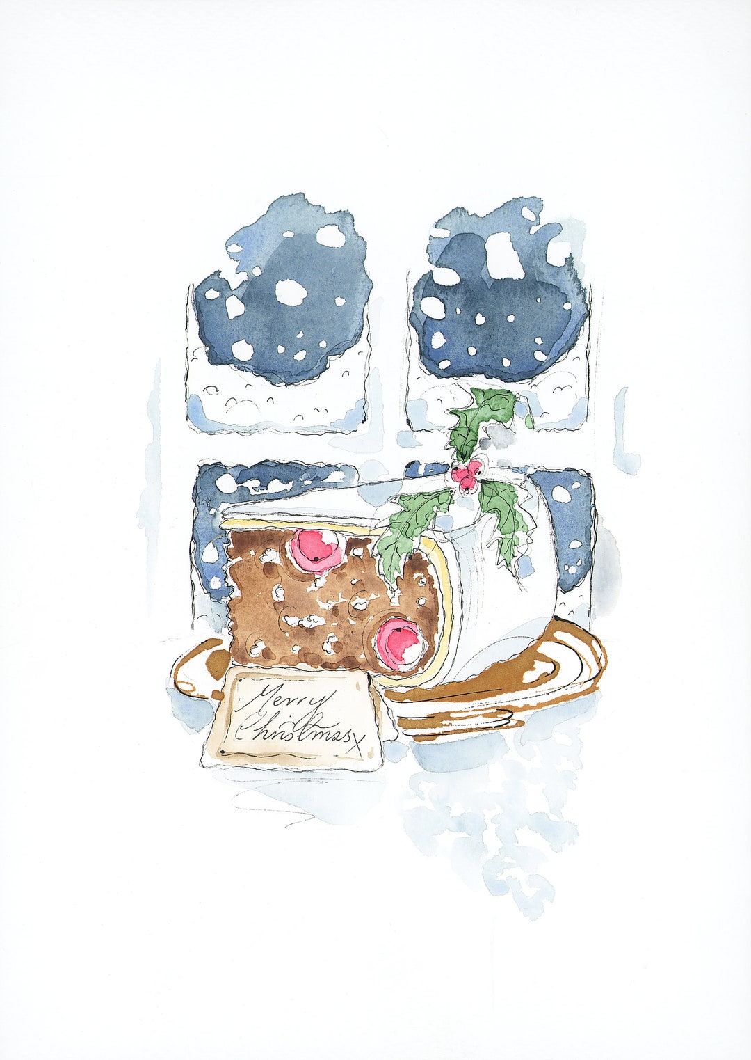 Christmas Cake Card| Handmade Christmas Greetings Card| Christmas ...