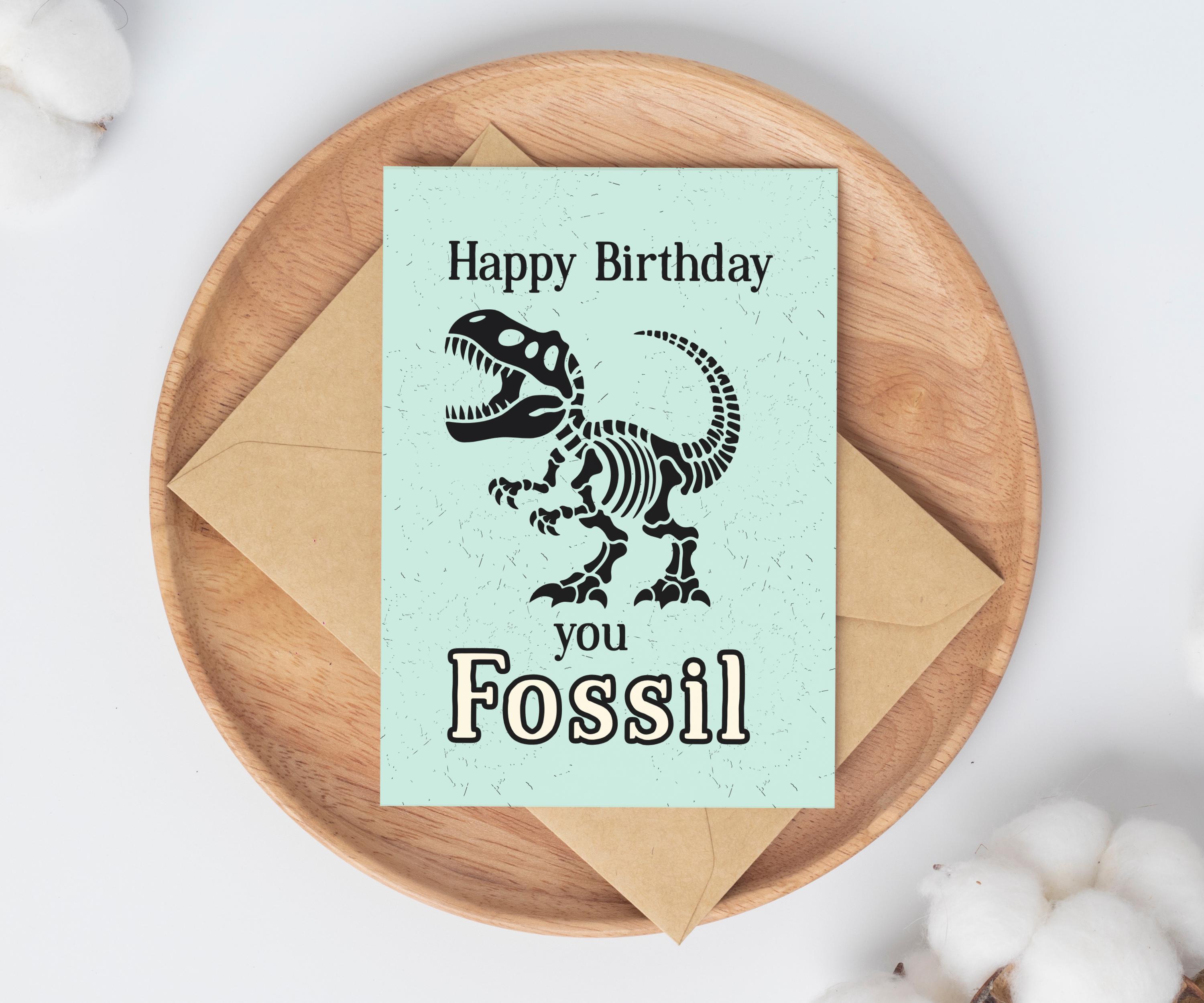 Funny Dino Fossil Birthday Card / Funny Old Card / 30th Birthday /40th ...