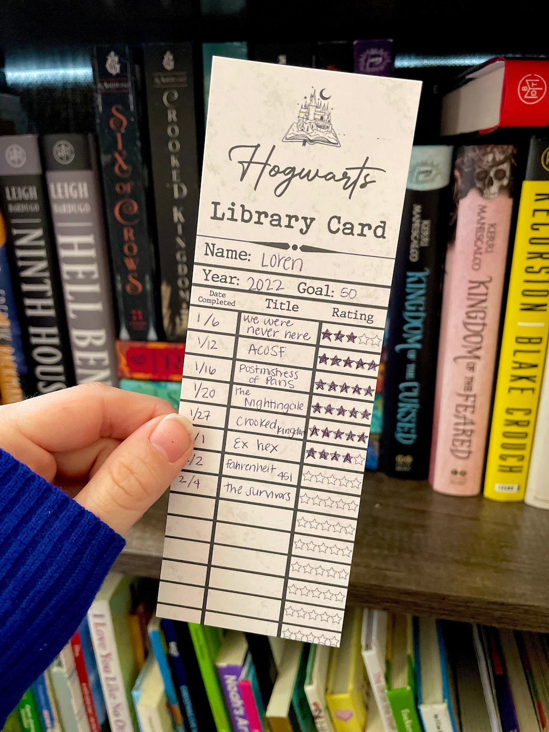 Library Card Book Tracker Bookmark / Reading List Bookmark / Gifts ...