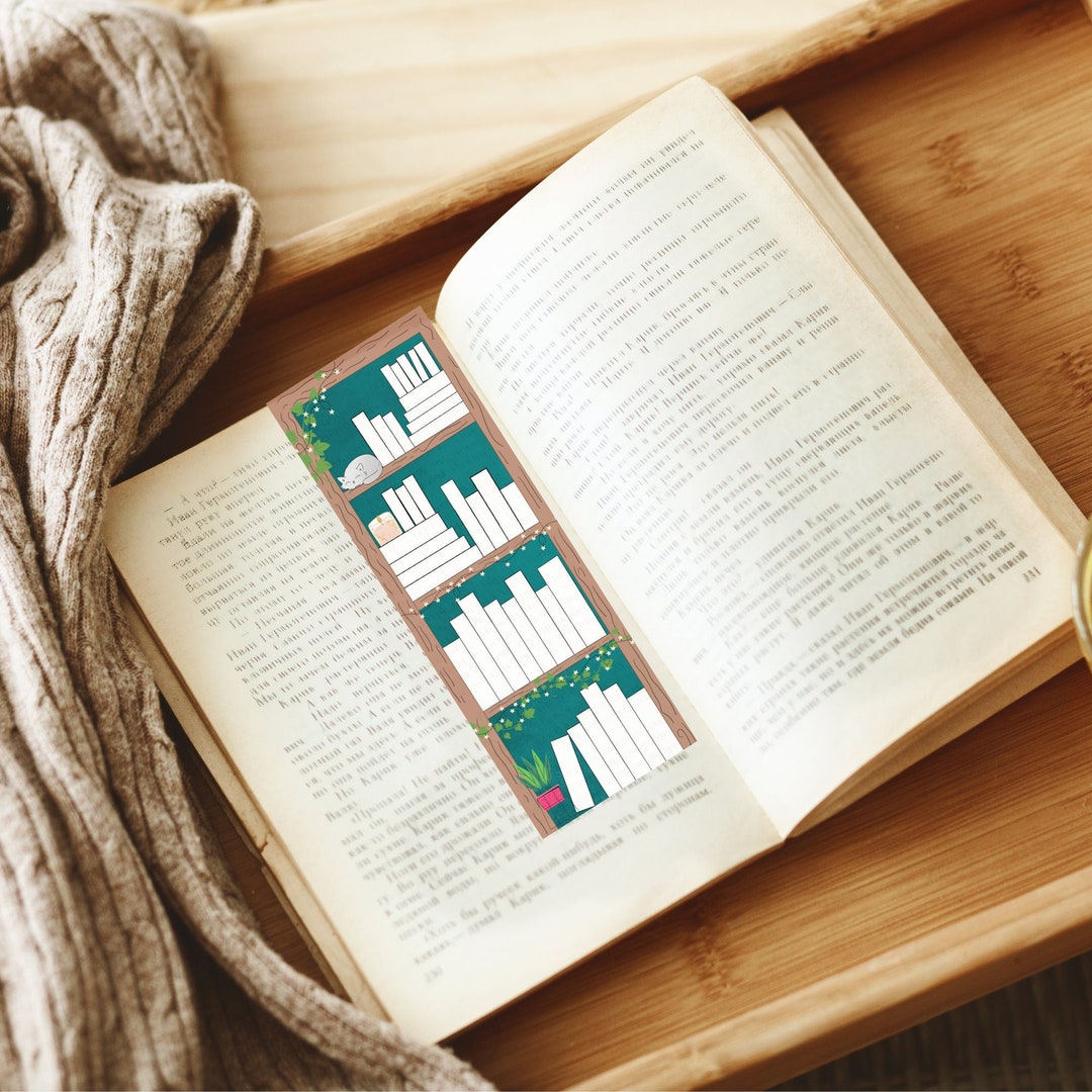 Teal Bookshelf Tracker Bookmark / Reading List Bookmark / High Quality ...