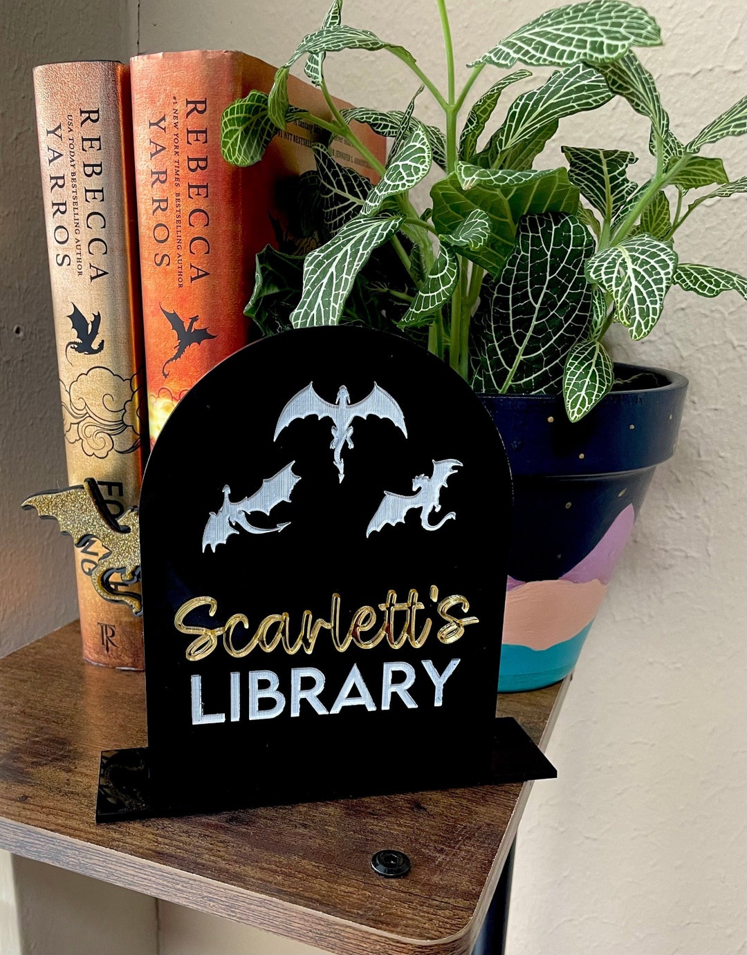 Personalized Dragon Bookshelf Decor/ Bookish Merch/ Gift for Book Lover ...