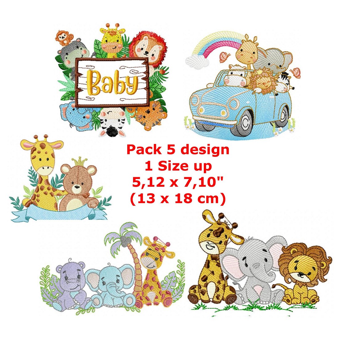 Safari animals embroidery designs machine embroidery pattern | Etsy