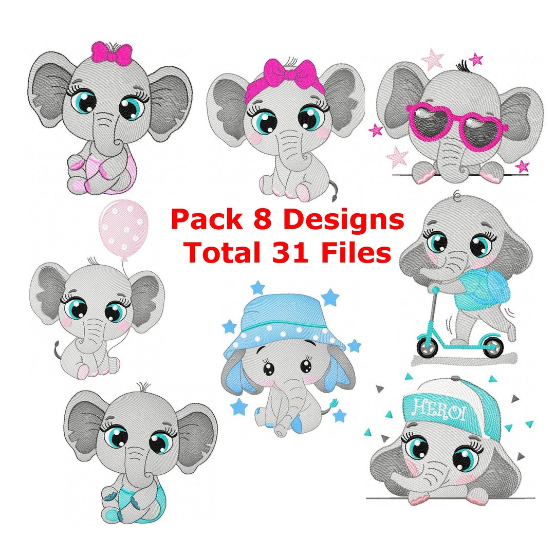 Cute Elephants Embroidery Designs Machine Embroidery Pattern - Instant ...