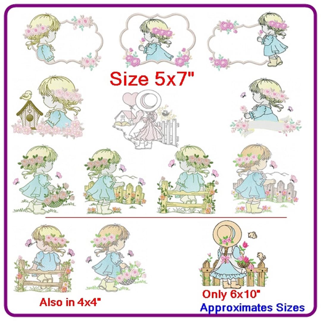 Girls Designs Machine Embroidery Pattern - Instant Download. - Etsy