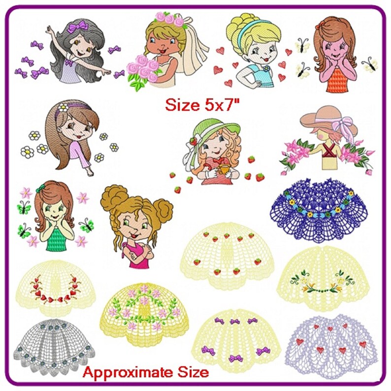 Girls Designs Machine Embroidery Pattern - Instant Download. - Etsy