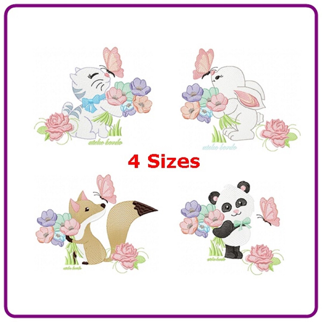Flower Animals Embroidery Designs Machine Embroidery Pattern - Instant ...