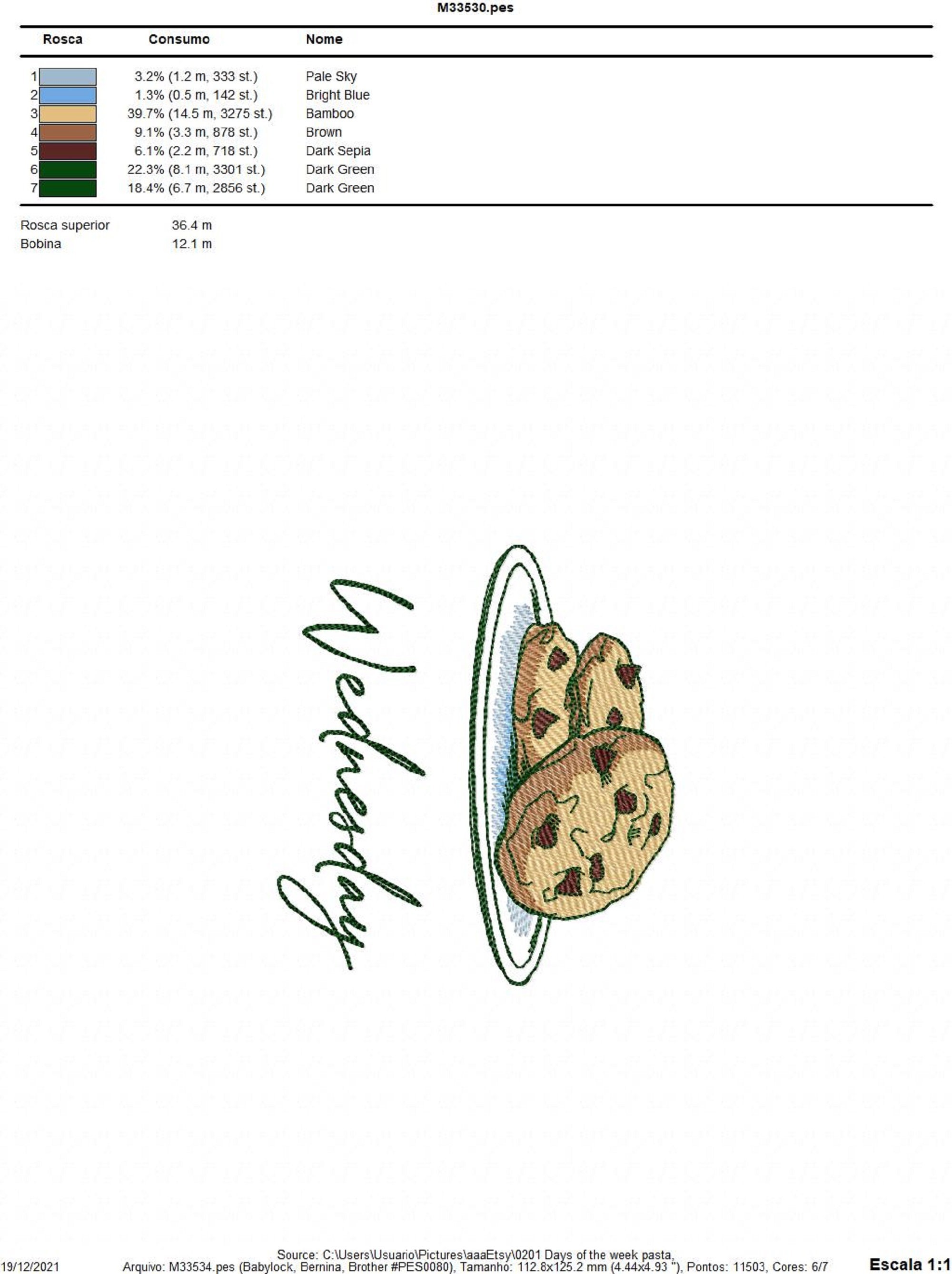 Days of the Week Embroidery Designs Machine Embroidery Pattern | Etsy