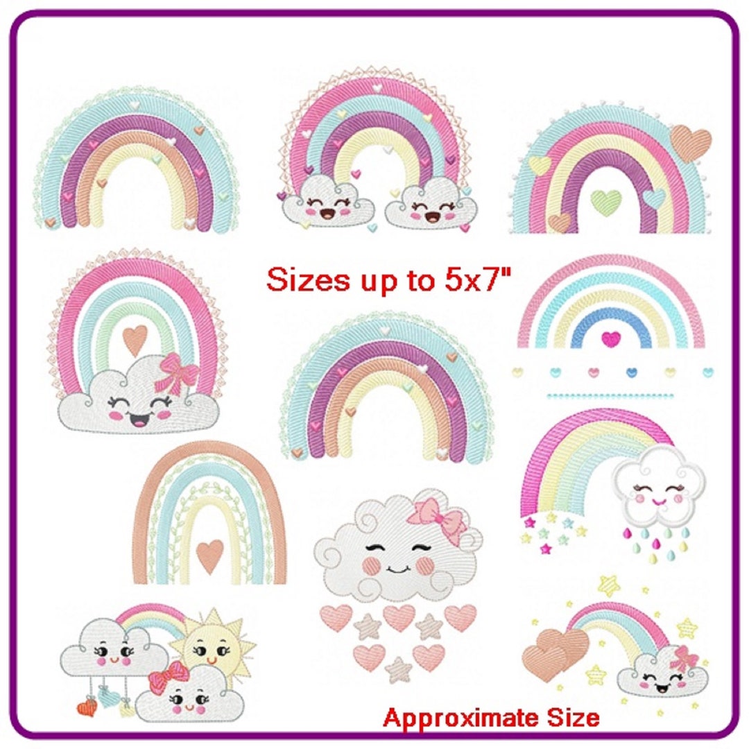 Cloud With Rainbow Embroidery Designs Machine Embroidery Pattern ...