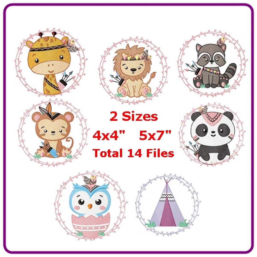 Safari Animals Tribal Embroidery Designs Machine Embroidery Pattern ...