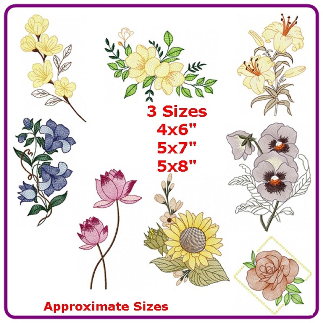 Flowers Embroidery Designs Machine Embroidery Pattern - Instant ...