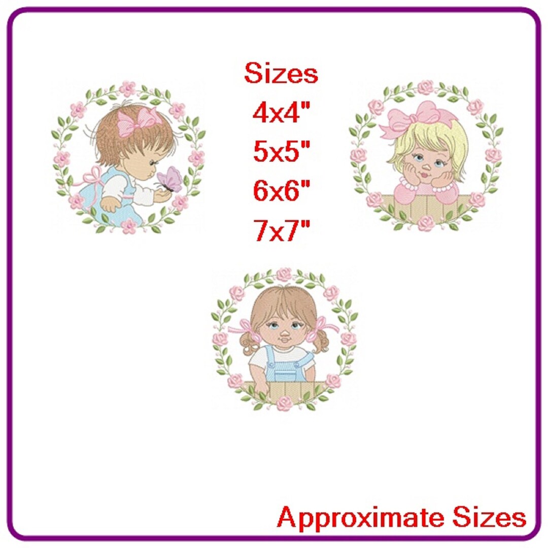 Girls Designs Machine Embroidery Pattern - Instant Download. - Etsy
