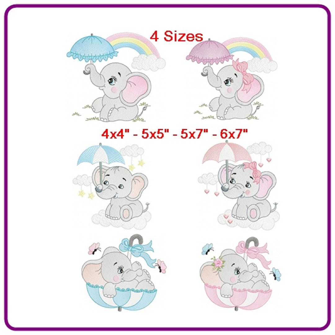Elephant Designs Machine Embroidery Pattern - Instant Download. - Etsy