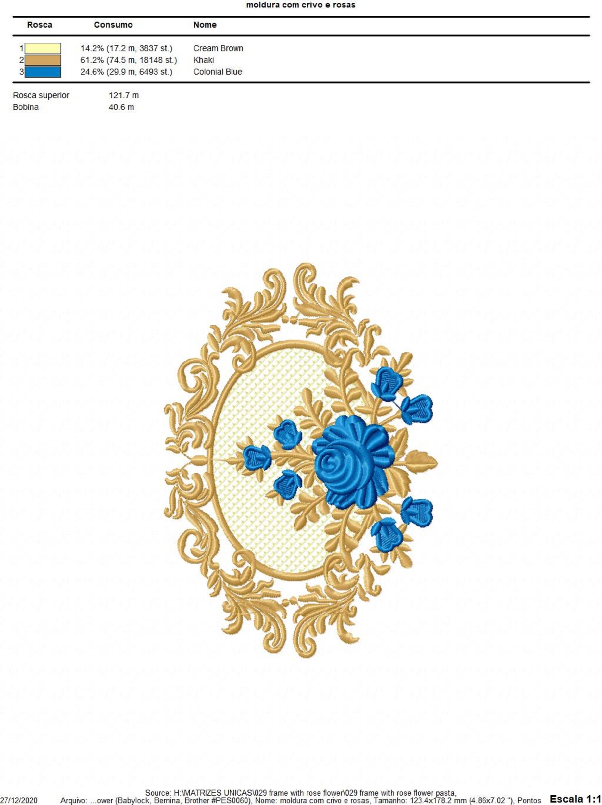 Frame With Rose Flower Embroidery Designs Machine Pattern - Etsy