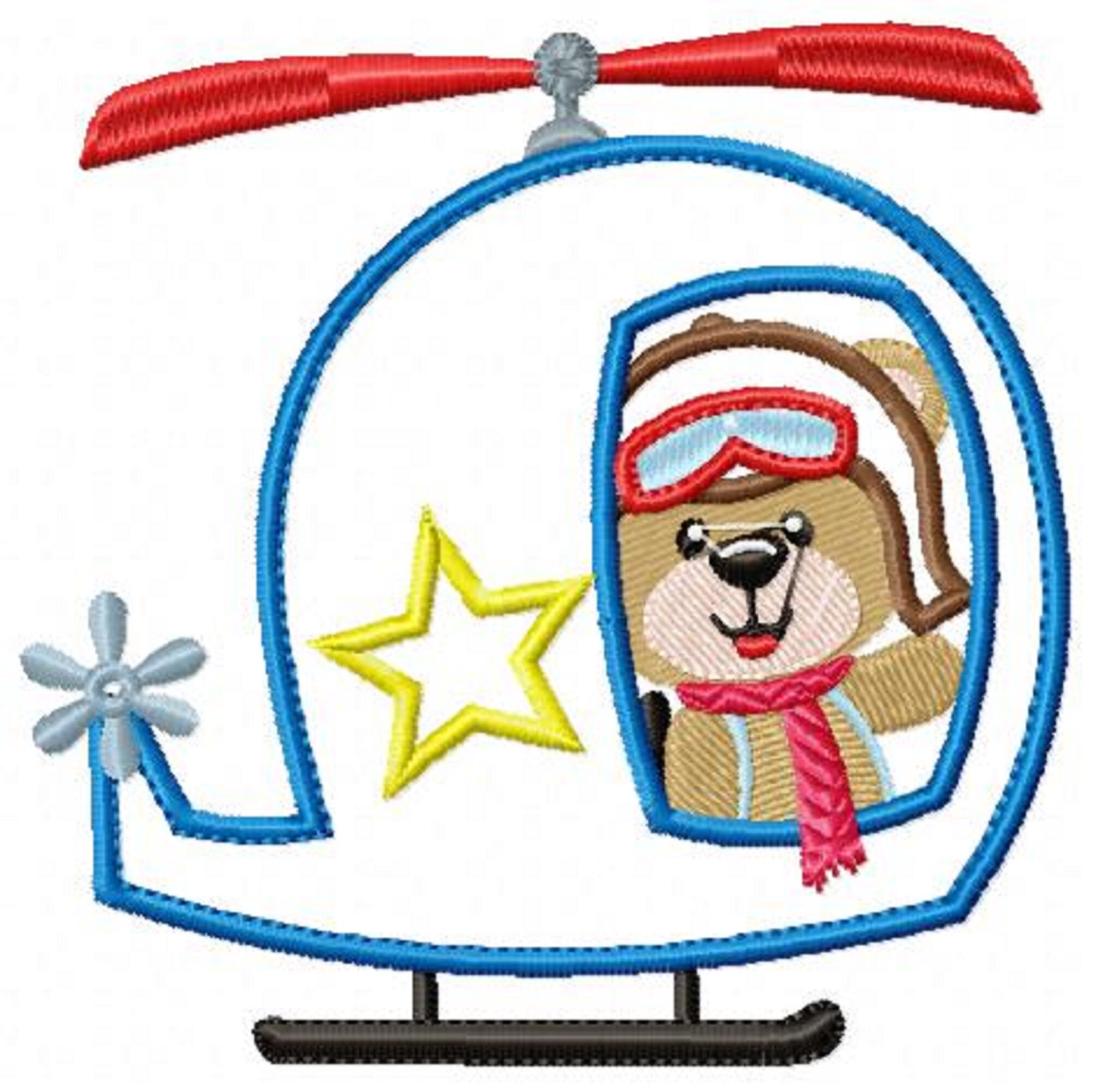Bear on helicopter embroidery designs machine embroidery | Etsy