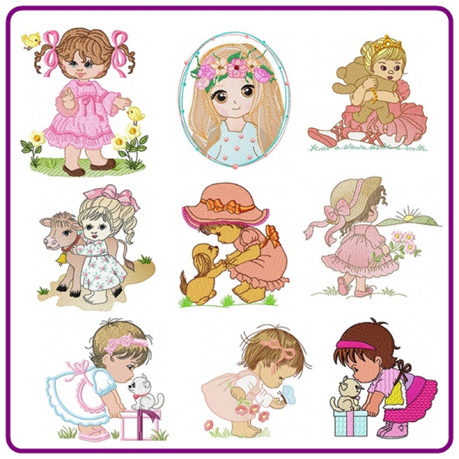 Girls Embroidery Designs Machine Embroidery Pattern - Instant Download ...
