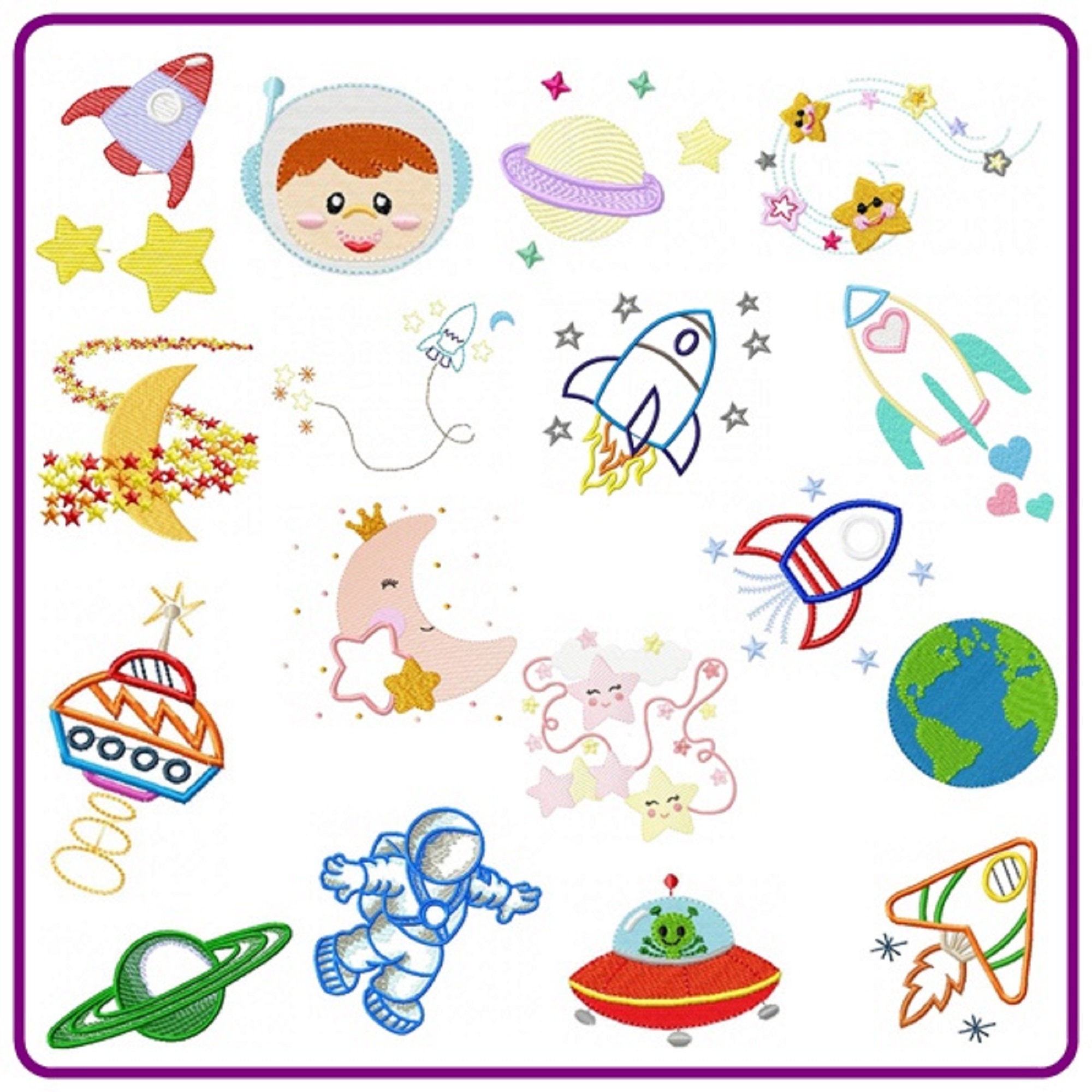 Space and Astronaut Embroidery Designs Machine Embroidery - Etsy