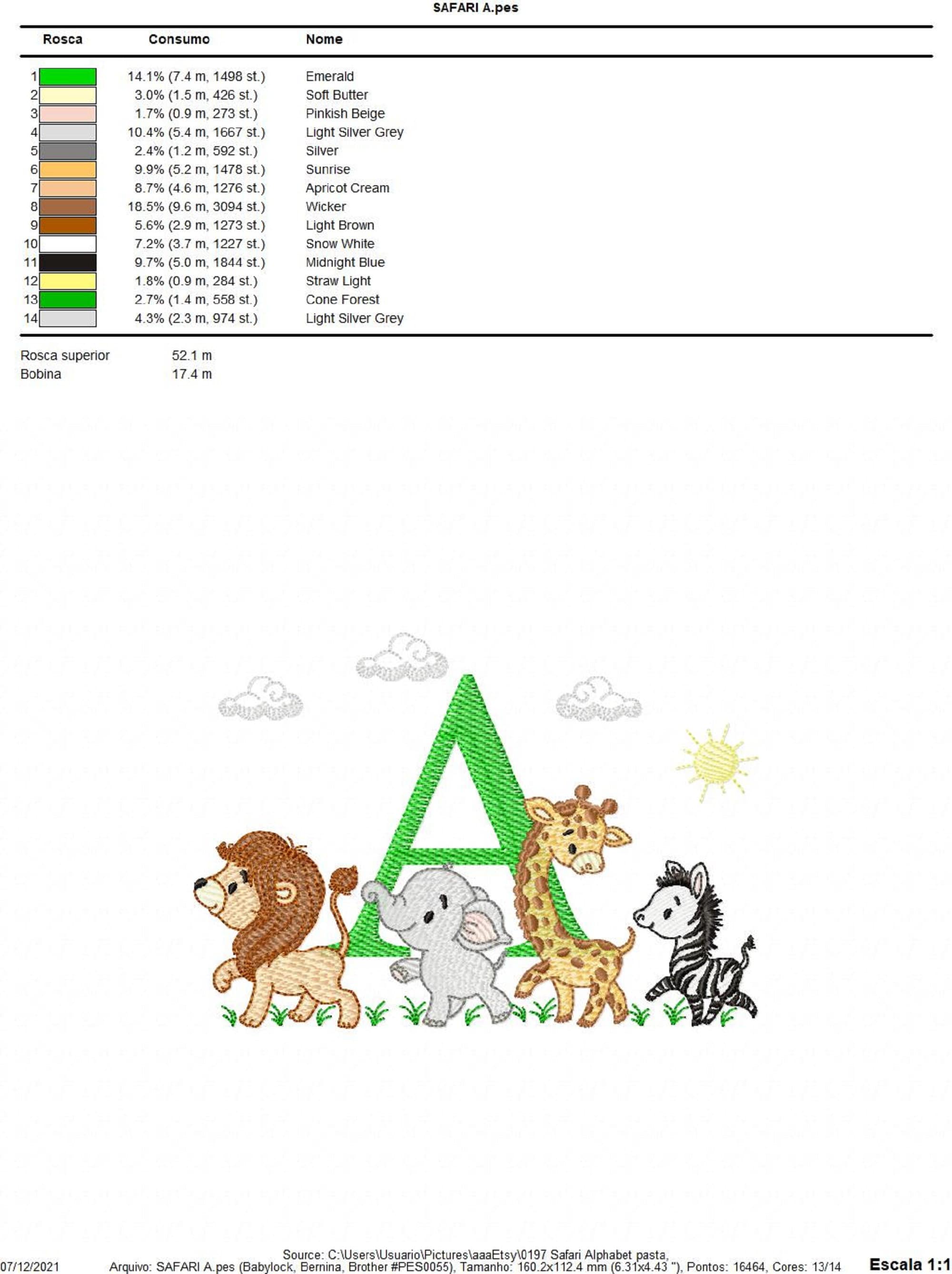 Safari Alphabet Embroidery Designs Machine Embroidery Pattern - Instant ...