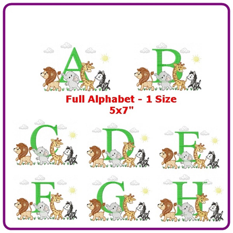 Safari Alphabet Embroidery Designs Machine Embroidery Pattern - Etsy