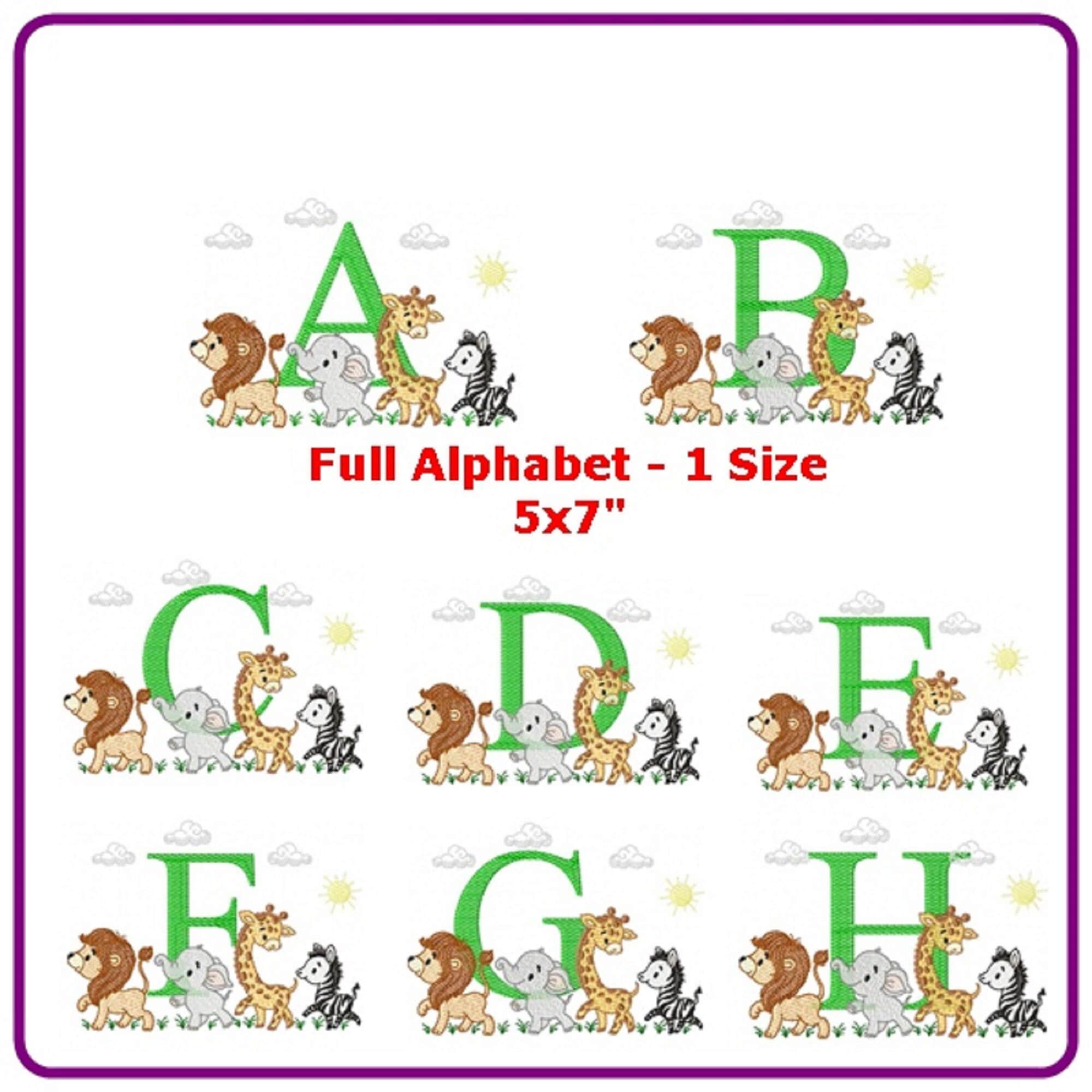 Safari Alphabet Embroidery Designs Machine Embroidery Pattern - Etsy UK