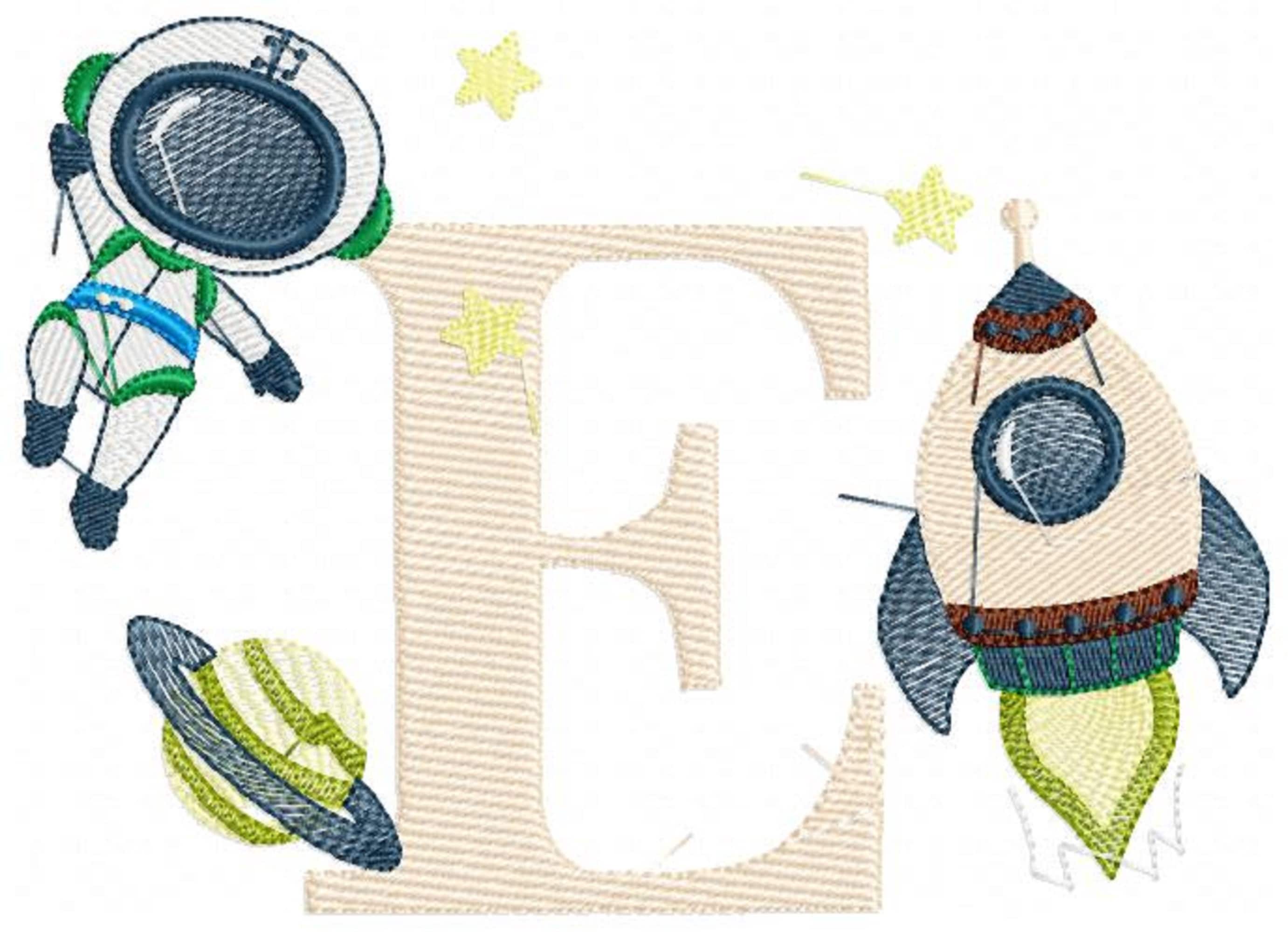 Astronaut and Space Alphabet Embroidery Designs Machine Embroidery ...