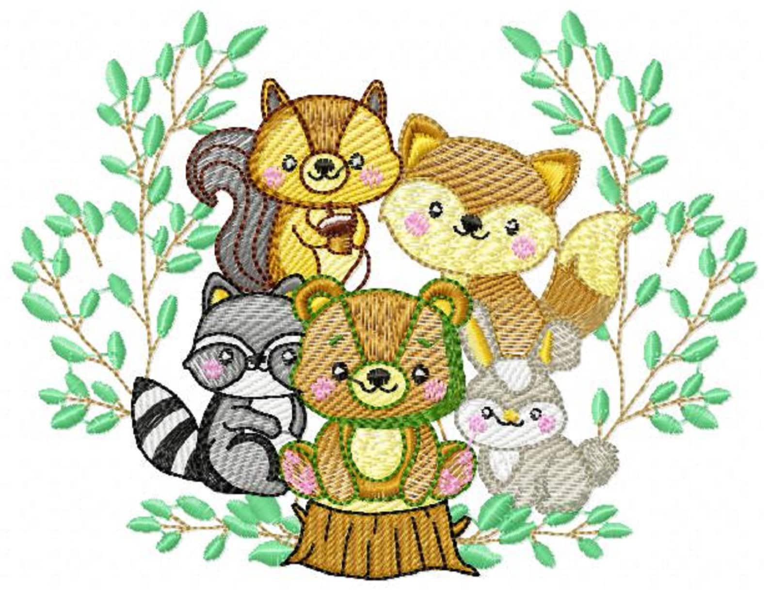 Forest Animals Embroidery Designs Machine Embroidery Pattern - Instant ...