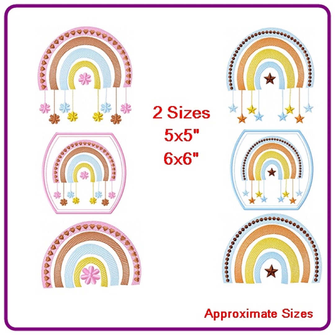 Rainbow Designs Machine Embroidery Pattern - Instant Download. - Etsy