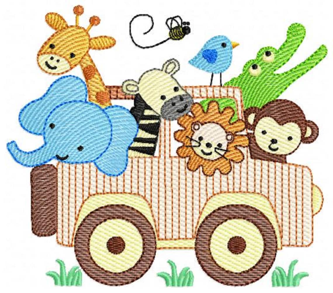 Safari Animals Embroidery Designs Machine Embroidery Pattern | Etsy
