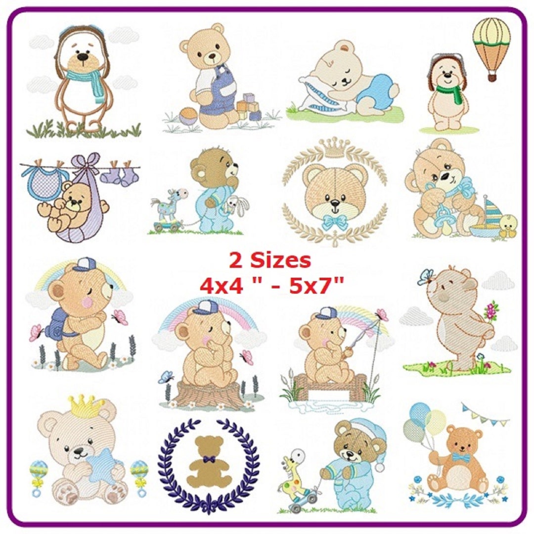 Bear Designs Machine Embroidery Pattern - Instant Download. - Etsy