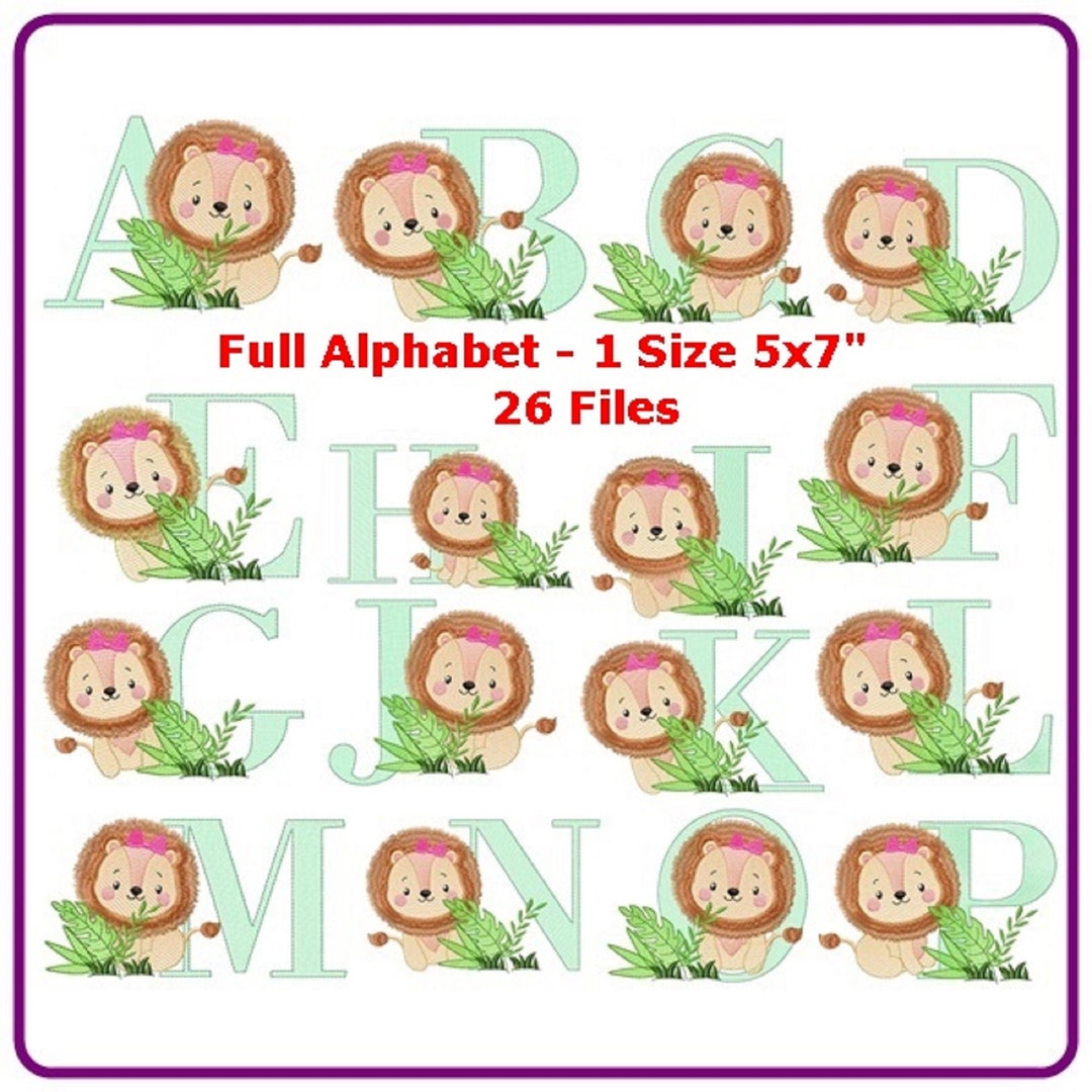 Lioness Alphabet for Gilr Embroidery Designs Machine Embroidery Pattern ...