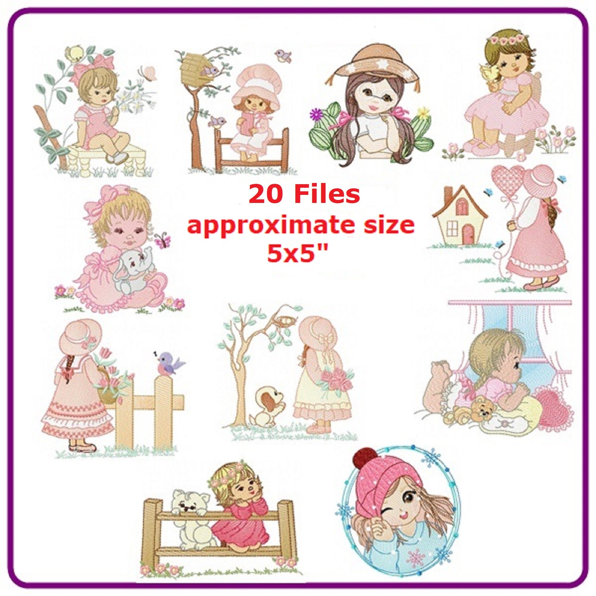 Girls Embroidery Designs Machine Embroidery Pattern - Instant Download ...