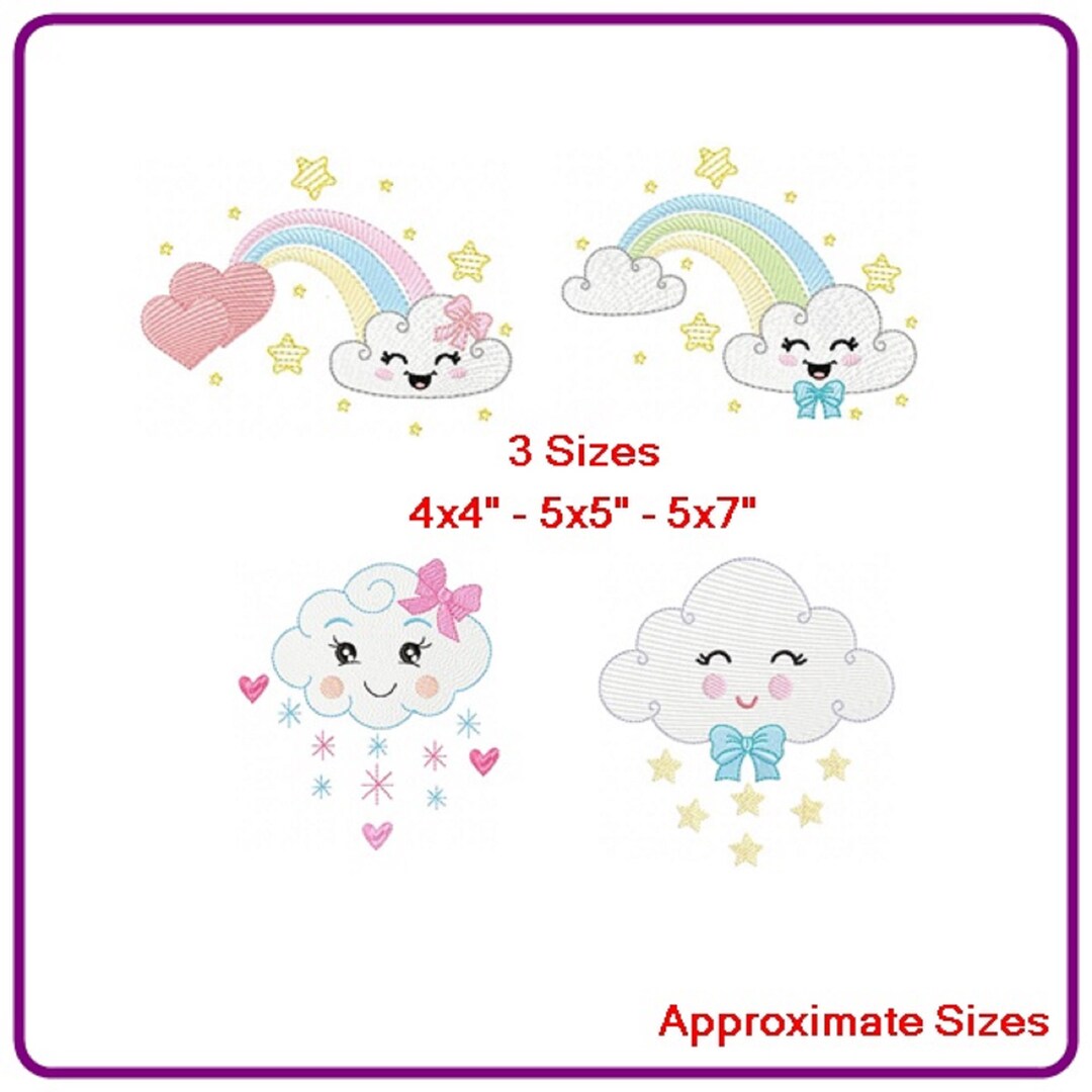 Cloud With Rainbow Embroidery Designs Machine Embroidery Pattern ...