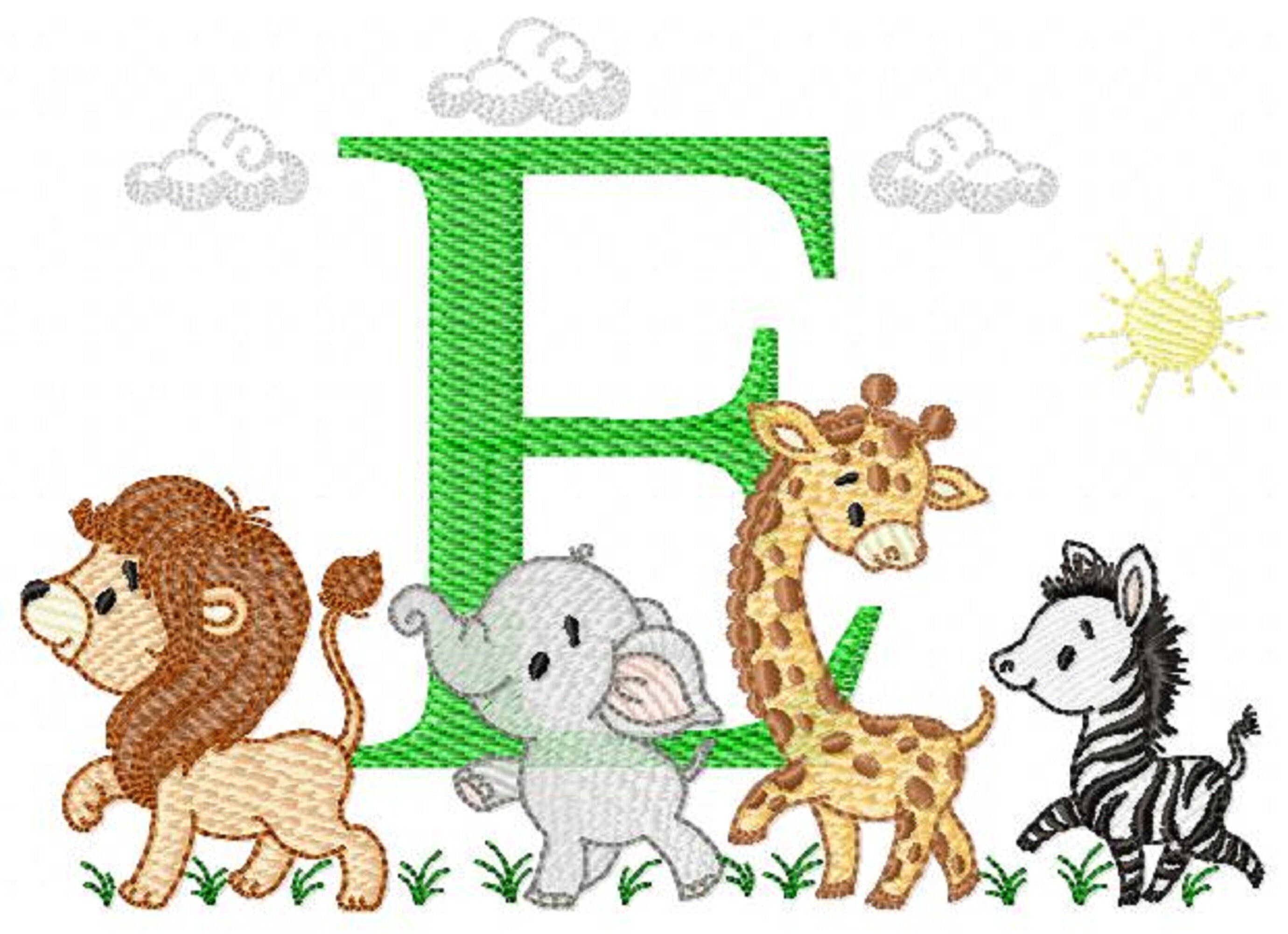 Safari Alphabet Embroidery Designs Machine Embroidery Pattern | Etsy