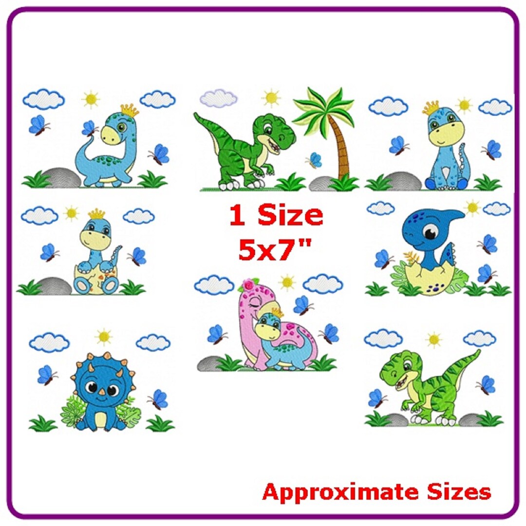 Dinosaurs Designs Machine Embroidery Pattern - Instant Download. - Etsy