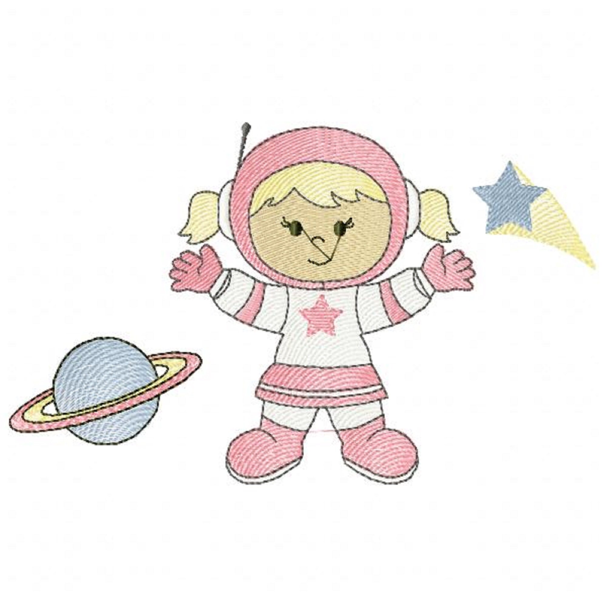 Astronaut Girl Embroidery Designs Machine Embroidery Pattern - Etsy