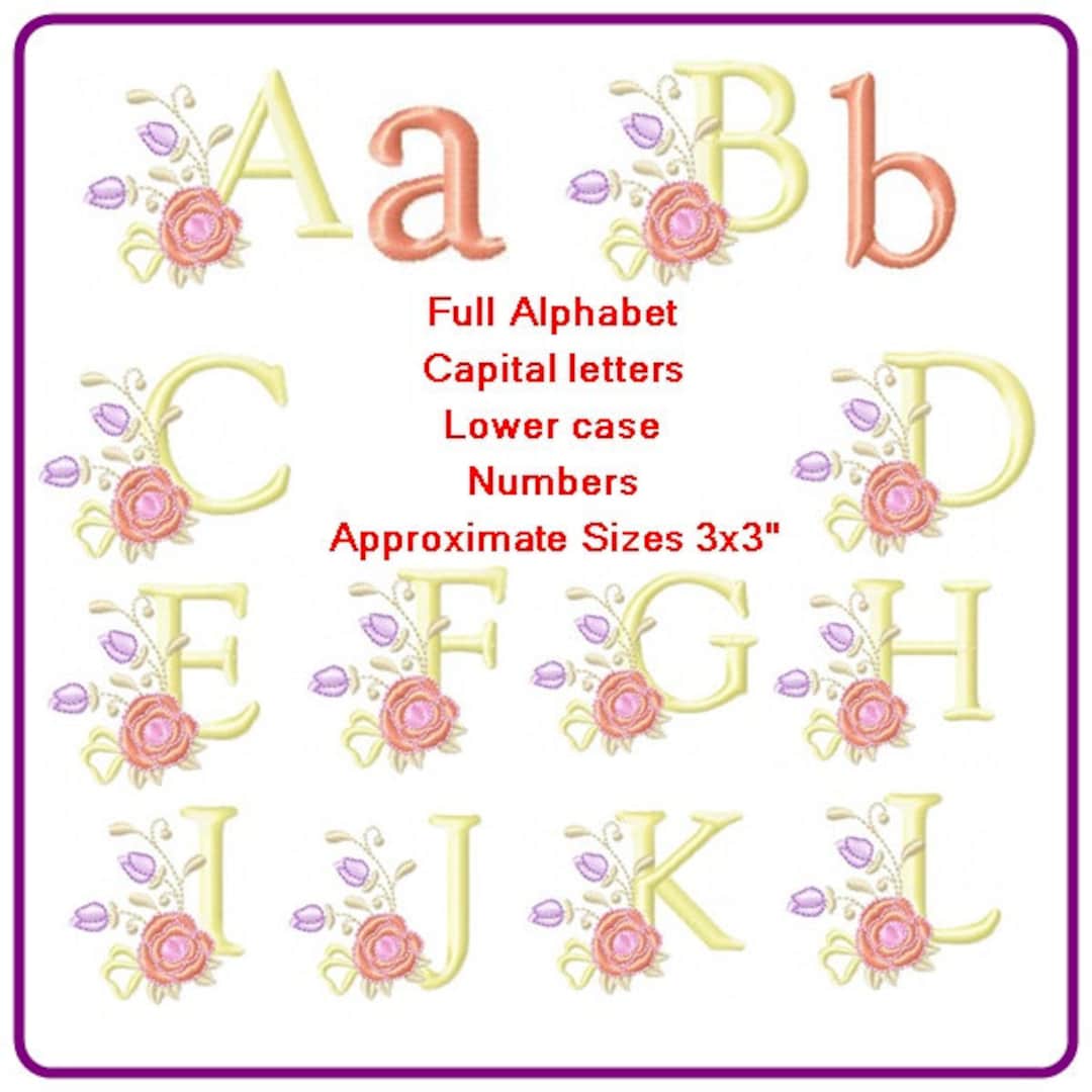 Alphabet Designs Machine Embroidery Pattern - Instant Download. - Etsy