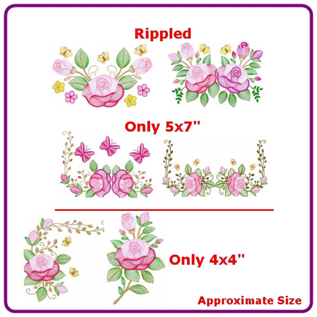 Flower Roses Designs Machine Embroidery Pattern - Instant Download. - Etsy