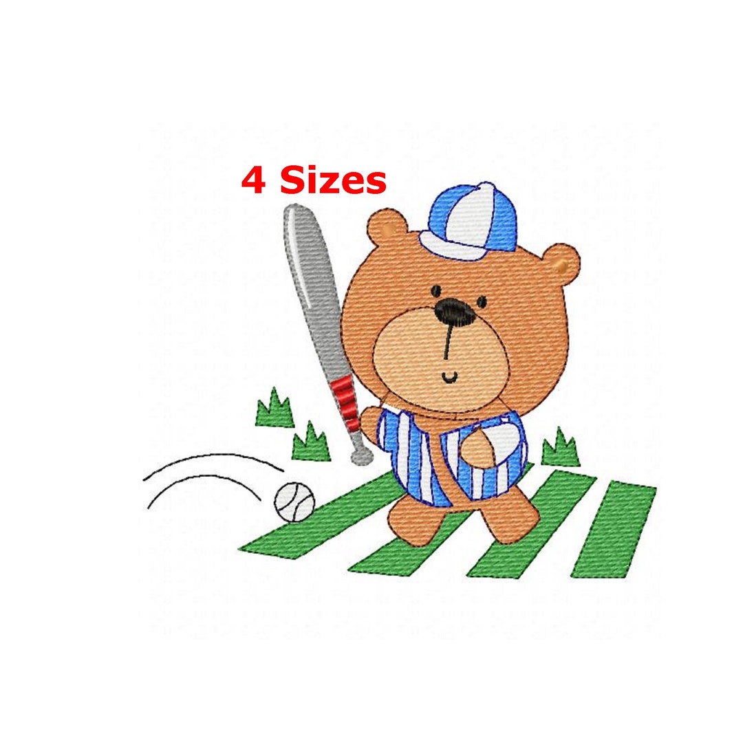 Teddy Bear Baseball Embroidery Designs Machine Embroidery Pattern ...